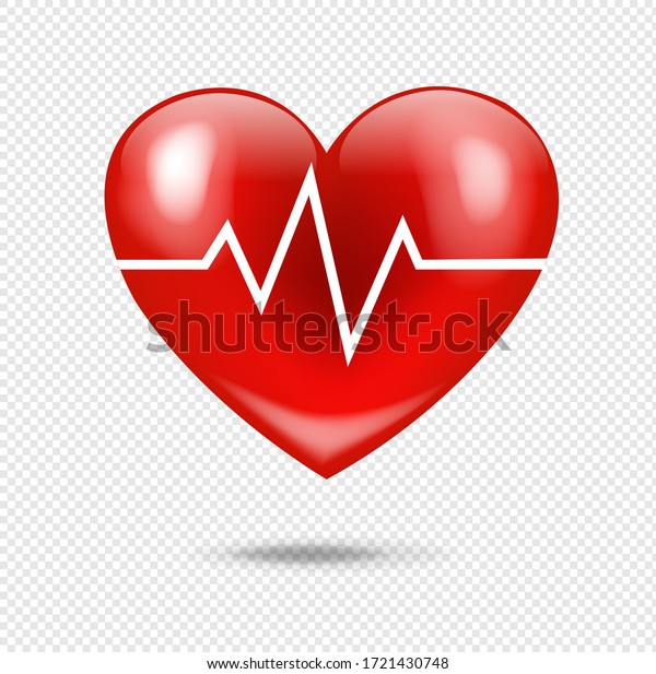 Red Heart Heart Beat Isolated Transparent Stock Vector (Royalty Free ...