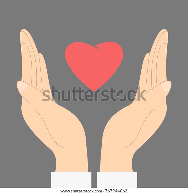 Red Heart Floating Between Two Hands: เวกเตอร์สต็อก (ปลอดค่าลิขสิทธิ์ ...