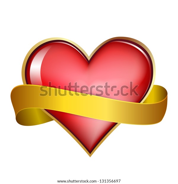 Red Heart Gold Ribbon Vector Illustration: เวกเตอร์สต็อก (ปลอดค่า ...