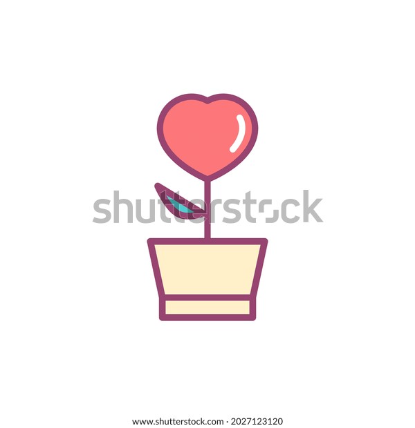Red Heart Growth Icon Vector Illustration Stock Vector (Royalty Free ...