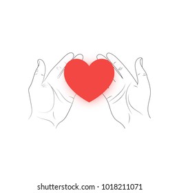Red Heart Hands On White Background Stock Vector (Royalty Free ...