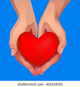 Red Heart Hands Vector File Adobe: vector de stock (libre de regalías ...