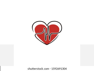 Red Heart Logo Combined Electrocardiogram Ecg Stock Vector (Royalty ...