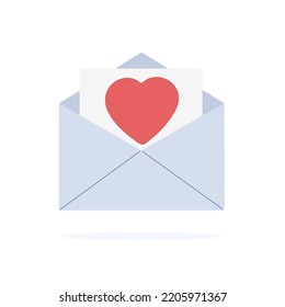 Red Heart Mail Envelope Vector Illustration Stock Vector (Royalty Free ...