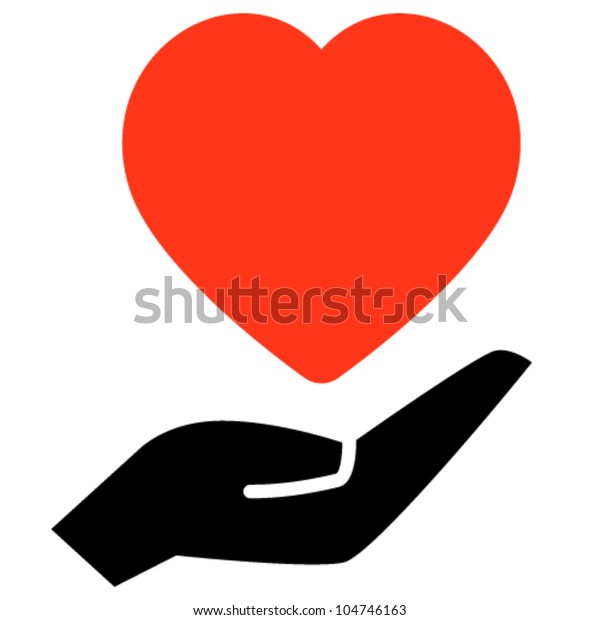 Red Heart On Hand Vector Icon Stock Vector (Royalty Free) 104746163 ...