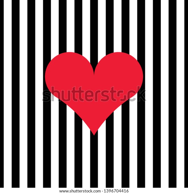 Red Heart On Stripped Black White Stock Vector (Royalty Free ...