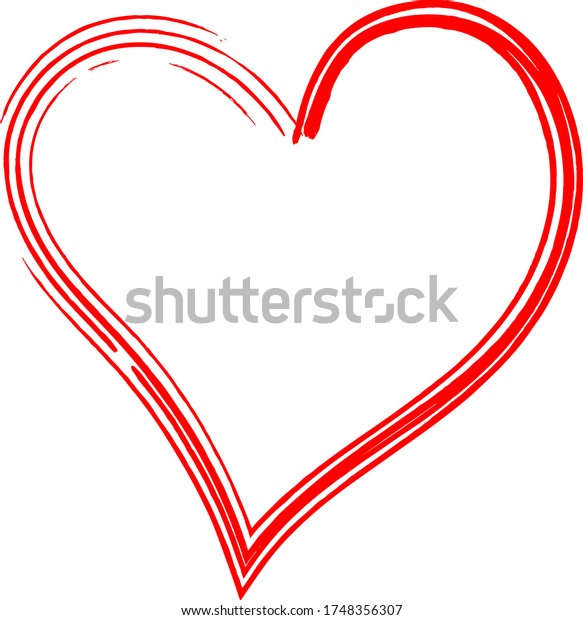 Corazón rojo - dibujo esquemático para: vector de stock (libre de ...
