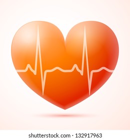 Glossy Red Heart Normal Ekg Sinus Stock Illustration 175690508