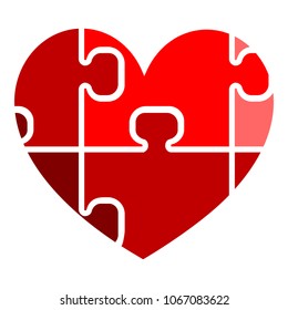 Red Heart One Side Shaded Heart Stock Vector (Royalty Free) 539539552 ...