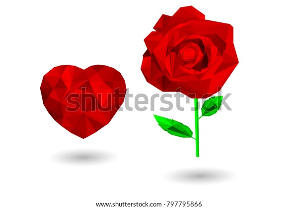Red Heart Red Rose Isolated White: เวกเตอร์สต็อก (ปลอดค่าลิขสิทธิ์ ...