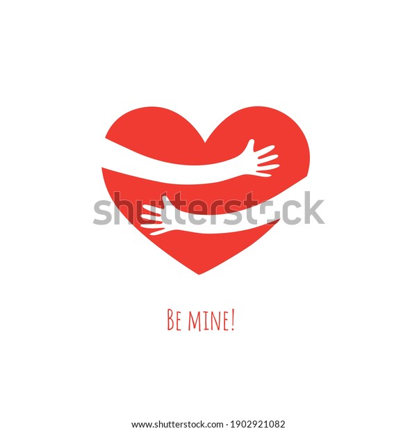 Red Heart Shape Hand Embrace Hug Stock Vector (Royalty Free) 1902921082 ...