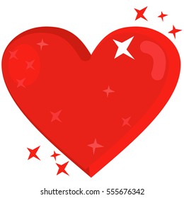 Red Heart Shining Stars Vector Cartoon Stock Vector (Royalty Free ...
