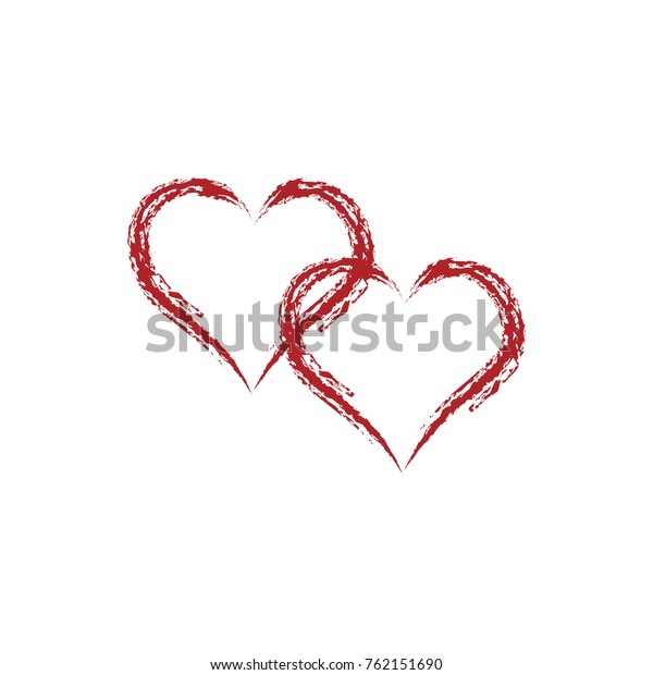 Red Heart Two Sign Card On Stock Vector (Royalty Free) 762151690