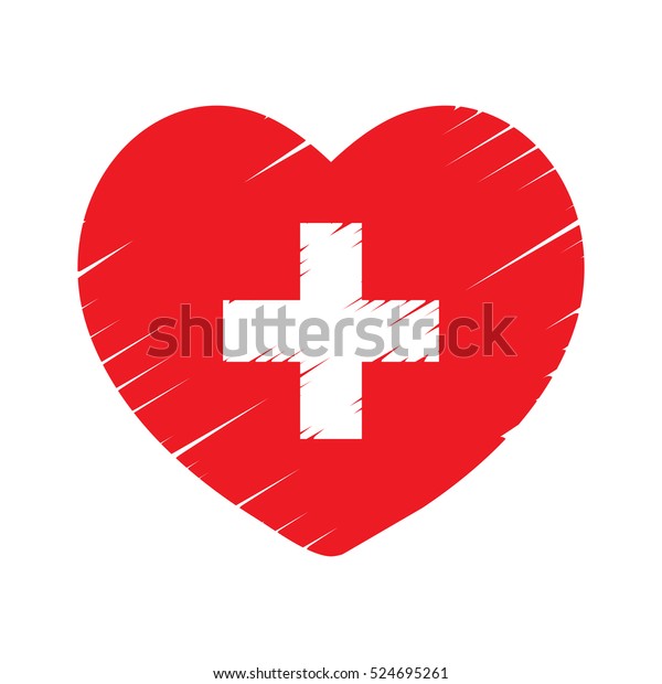 Red Heart White Plus Symbol Stock Vector (Royalty Free) 524695261