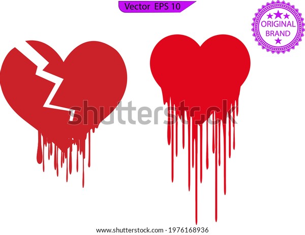 Red Heartbreak Flat Drip Heart Icon Stock Vector (Royalty Free ...