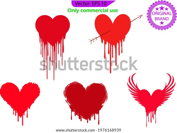 Red Heartbreak Flat Drip Heart Icon: เวกเตอร์สต็อก (ปลอดค่าลิขสิทธิ์ ...