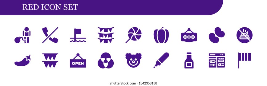 Red Icon Set 18 Filled Red Stock Vector (Royalty Free) 1342358138 ...