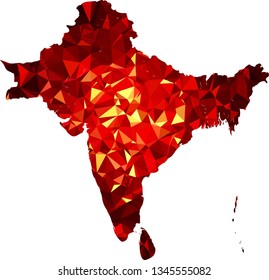 Red India Map Low Poly Style Stock Vector (Royalty Free) 1345555082 ...