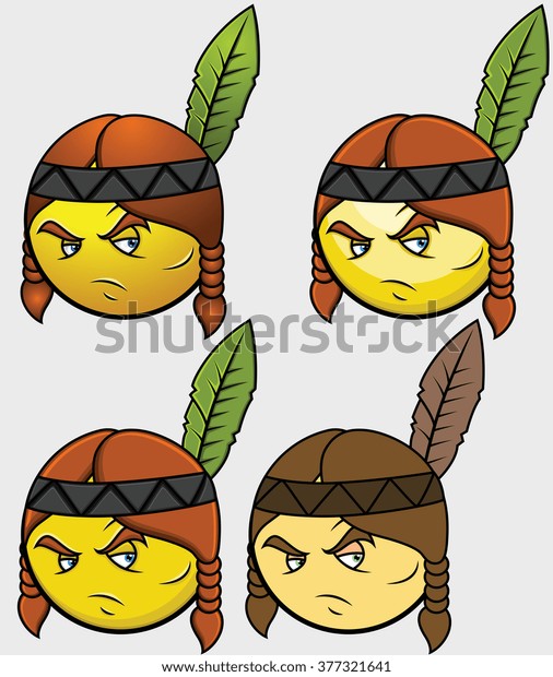 Red Indian Emoticon Set Stock Vector (Royalty Free) 377321641 ...