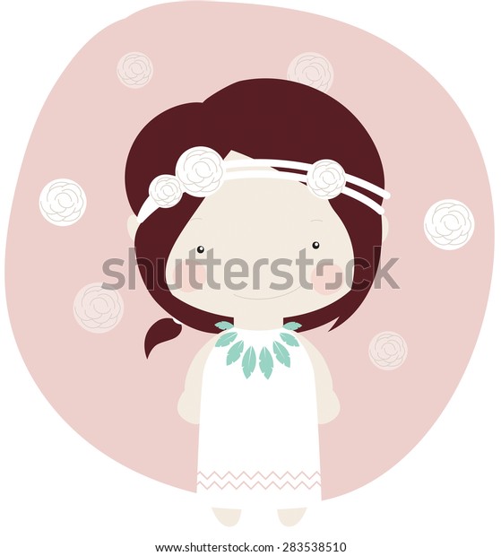 Red Indian Girl Vector Flower Stock Vector (Royalty Free) 283538510 ...