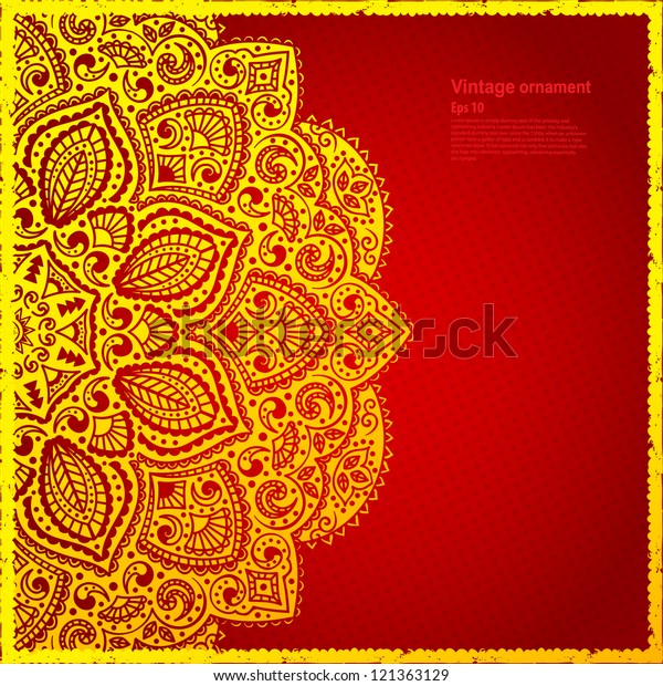 Red Indian Ornament Stock Vector (Royalty Free) 121363129