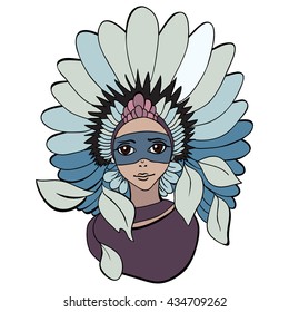 Red Indian Vector Illustration Beautiful Girl: เวกเตอร์สต็อก (ปลอดค่า ...