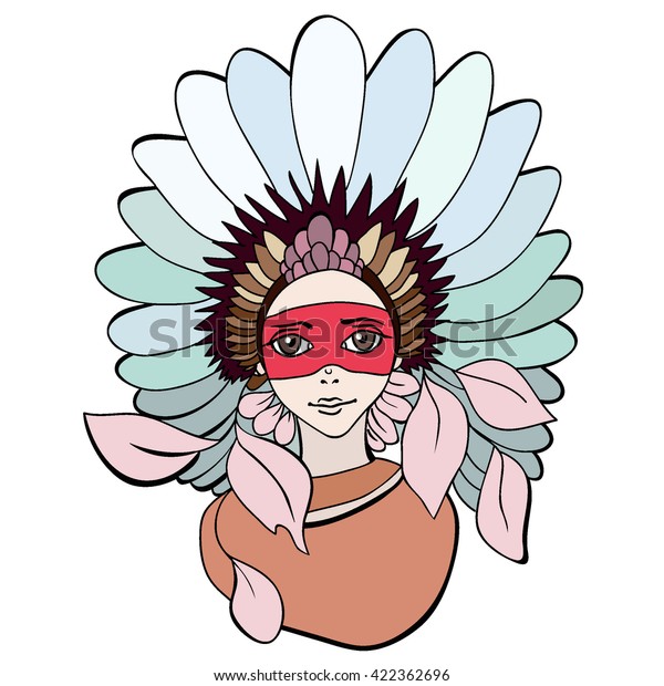Red Indian Vector Illustration Beautiful Girl: เวกเตอร์สต็อก (ปลอดค่า ...