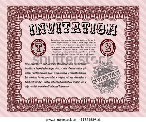 Red Invitation Template Detailed Complex Background Stock Vector ...