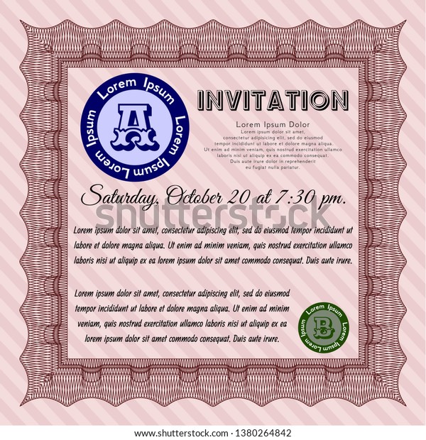 Red Invitation Template Perfect Design Easy Stock Vector (Royalty Free ...