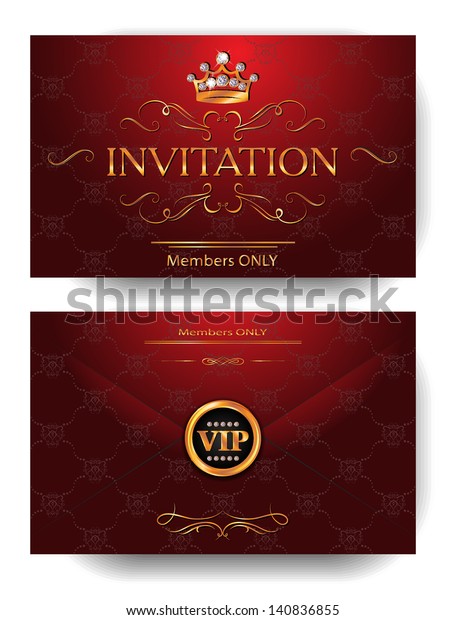 Red Invitation Vip Envelope Gold Design Stock Vector (Royalty Free ...
