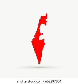 Red Israel Map Illustration Stock Vector (Royalty Free) 662297884 ...