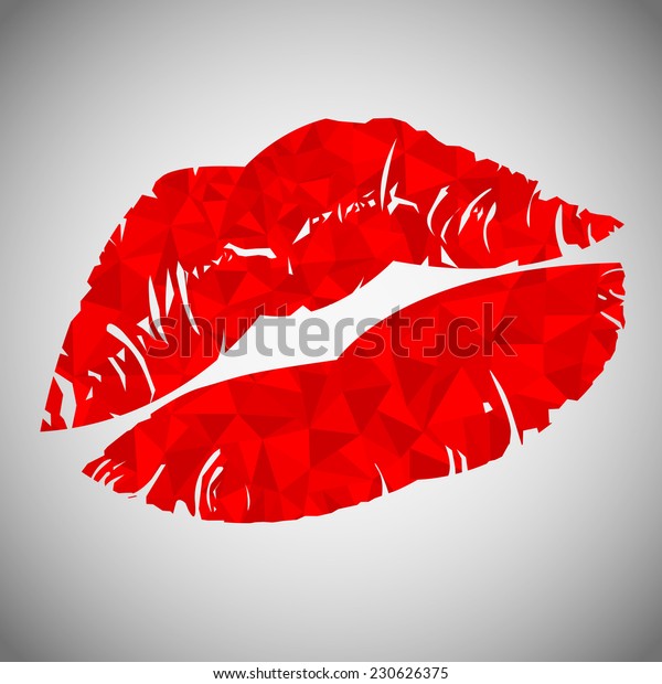 Red Kiss Mark Multiplied Triangle Pattern Stock Vector (Royalty Free ...