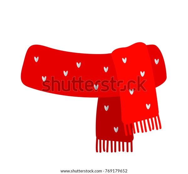 Red Knitted Scarf Drawing Flat Vector Stock Vector (Royalty Free) 769179652