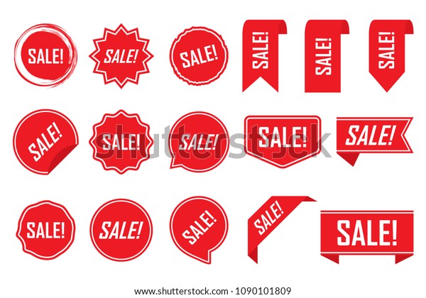 Red Labels Red Isolated On White Stock Vector (Royalty Free) 1090101809