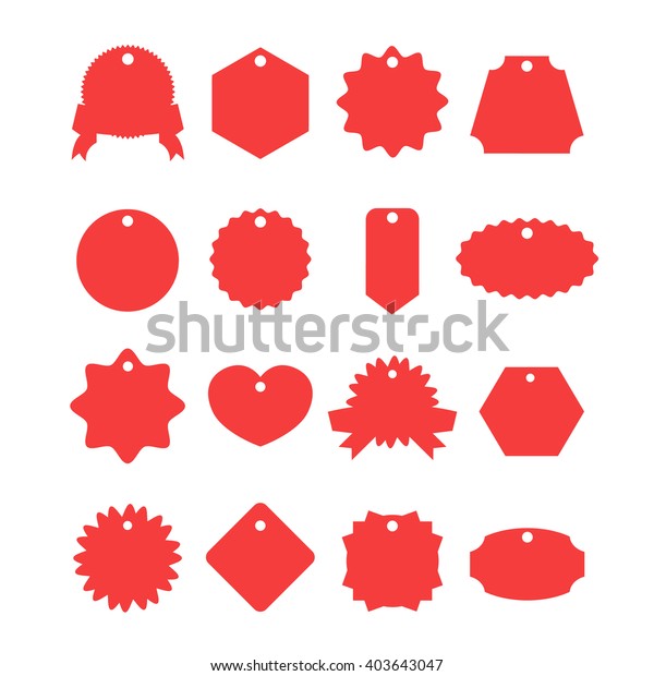 Red Labels Set Trendy Shapes Sale: vector de stock (libre de regalías ...
