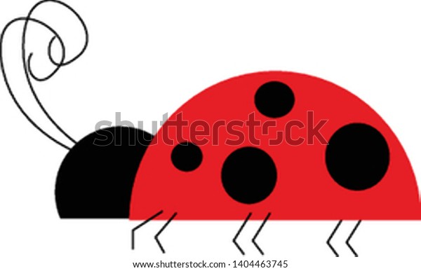 Red Ladybug Black Spots Six Legs Stock Vector (Royalty Free) 1404463745