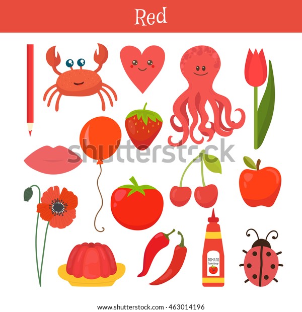 Red. Learn the color. Education set. Illustration of primary colors ...