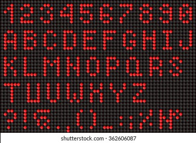 Red Led Alphabet Numbers Display Font Stock Vector (Royalty Free ...