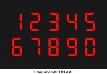 Red Led Digital Numbers Electronic Figures Stock Vector (Royalty Free ...