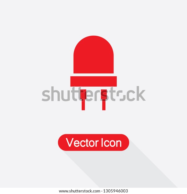 Red Led Icon Diod Icon Light Stock Vector (Royalty Free) 1305946003 ...