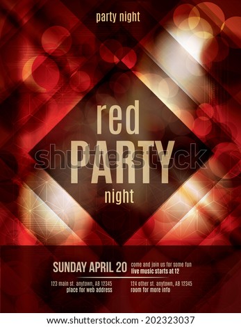 Red Light Effect Party Invitation Flyer Stock Vector (Royalty Free ...