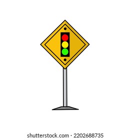 Red Light Yellow Triangle Road Sign Stock Vector (Royalty Free ...