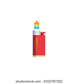 Red Lighter Pixel Art Icon Isolated Stock Vector (Royalty Free ...