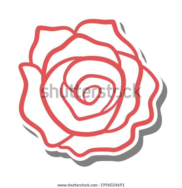Red Line Cartoon Rose On White Stock Vector (Royalty Free) 1996024691 ...