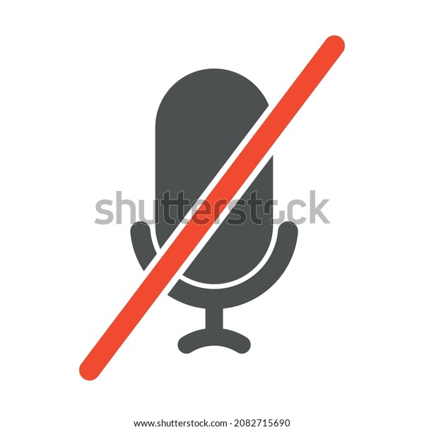 Red Line Crossed Out Microphone Icon Stock Vector (Royalty Free ...