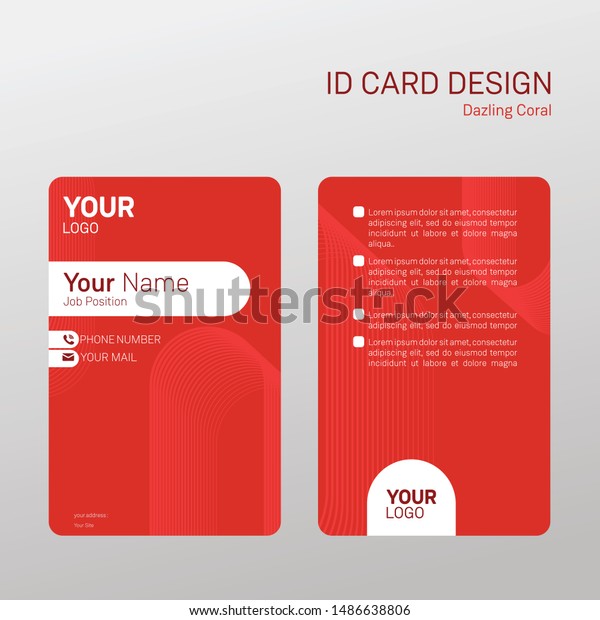 Red Line Id Card Design: vector de stock (libre de regalías) 1486638806 ...