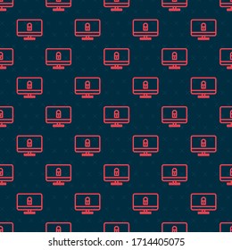 Red Line Lock On Computer Monitor Stock Vector (Royalty Free ...