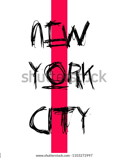 Red Line Text New York Art Stock Vector (Royalty Free) 1103272997 ...