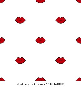 Red Lips Black Outline On White Stock Vector (Royalty Free) 1418168885 ...