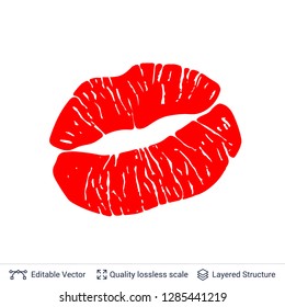 Red Lips Print Isolated On White Stock Vector (Royalty Free) 1285441219 ...